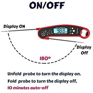 Searon Meat Thermometer for Cooking - FT002R Instant Read Food Thermometer for Kitchen BBQ Grilling Smoker Baking Turkey. (Red + Black)