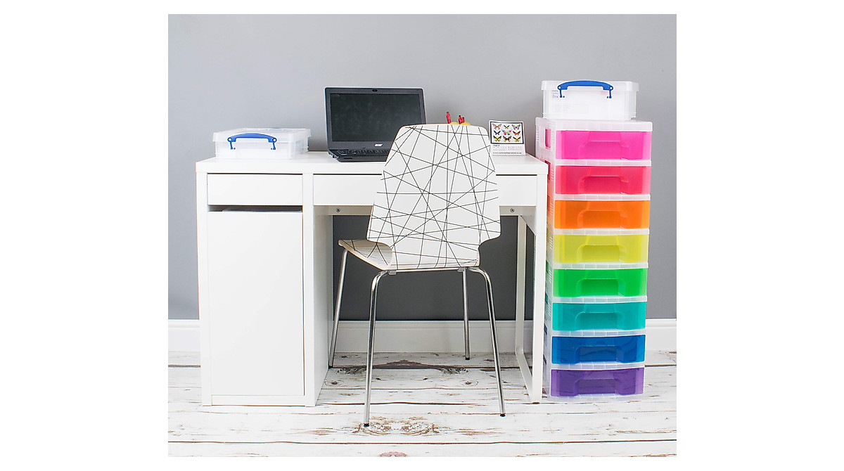 Really Useful Plastic Storage Box Tower 8x7L with Rainbow Drawers