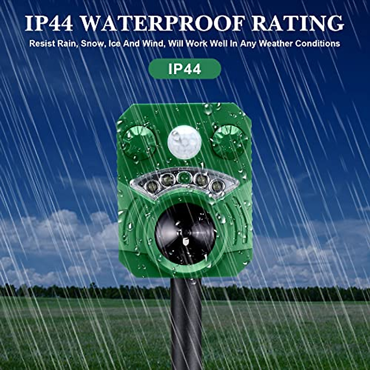 Kittmip 8 Packs Solar Animal Repeller Waterproof Ultrasonic Pest Repellent with Motion Sensor Flashing Light Outdoor Deterrent Devices Garden Yard Farm for Cat Dog Bird Squirrel, Red