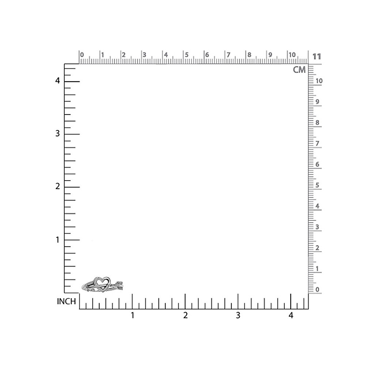 Silvershake 925 Sterling Silver Heart and Arrow Love Casual Ring Size 6