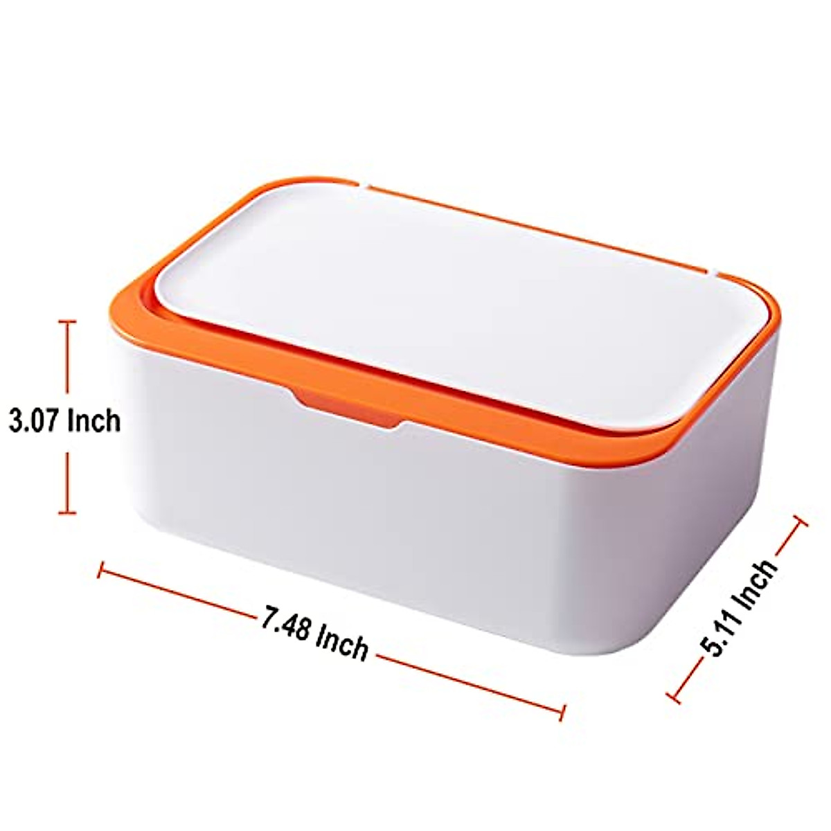 Babekin Wipes Dispenser, Perfect Pull Baby Wipes Holders, Sealing Design Wipe Container Keep Diaper Wipes Fresh, Dustproof Tissues Wipes Case for Home Office Car, Non-Slip (Orange-White)