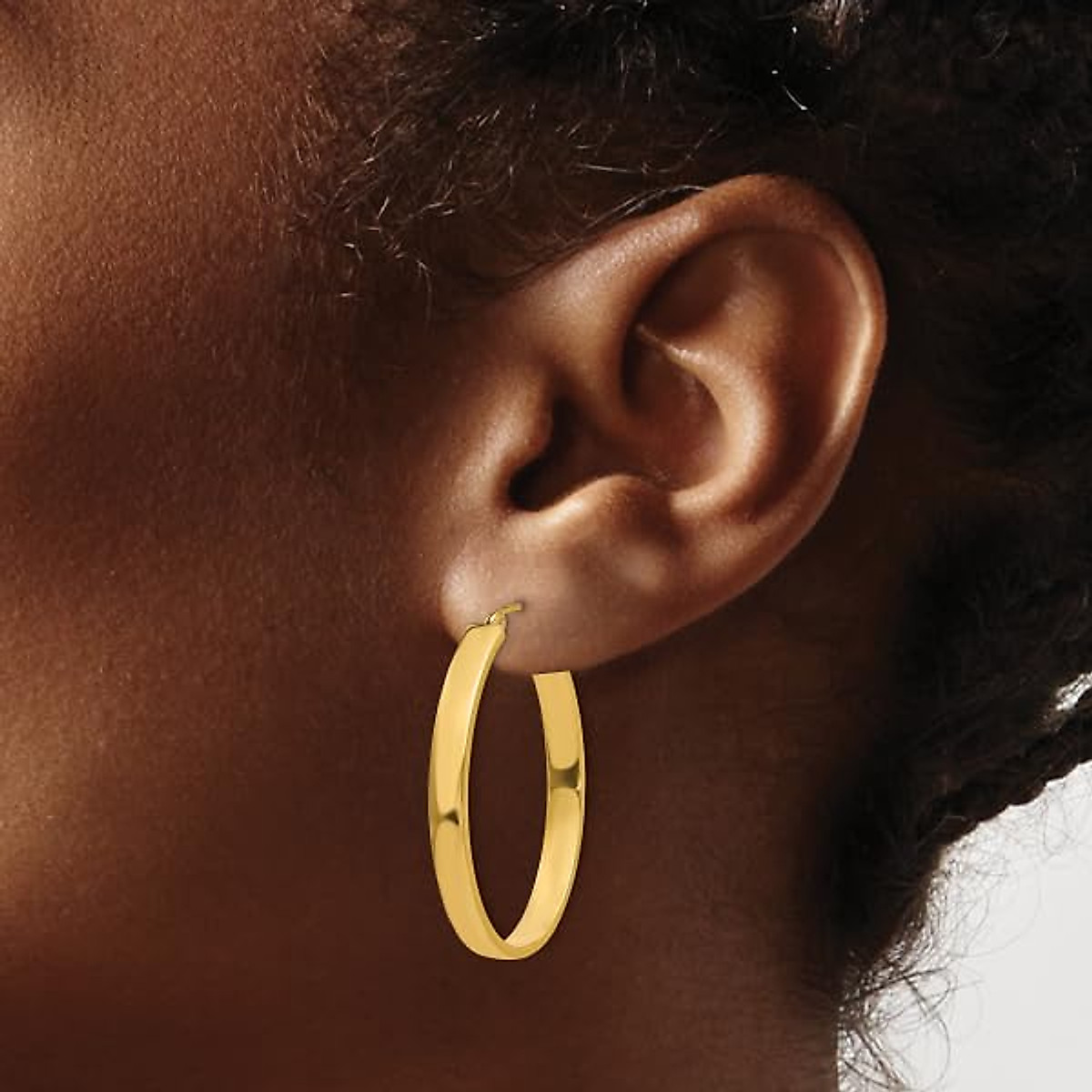 14K Yellow Gold Oval Hoop Earrings