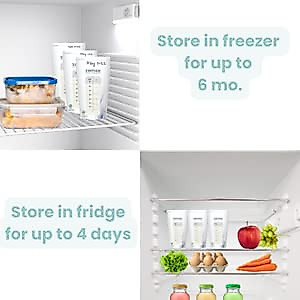Zomee Disposable 8 oz Breast Milk Storage Bags w/Double Zipper Seal – Count – Leak-Proof – Self-Standing Breast Milk Storage Solution for Fridge or Freezer - Mutiple Count Packs (Pack of 120)