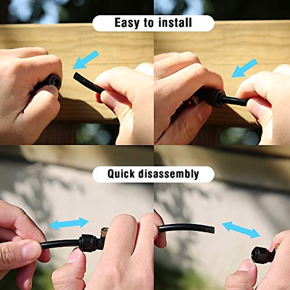 Misting Cooling System Lunatino 29.5FT(9M) Misting Line + 10 Brass Mist Nozzles + 2 Brass Adapters Outdoor Mister for Patio Garden Greenhouse Trampoline for waterpark (29.5)