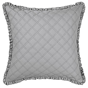 Laura Ashley Home - Queen Comforter Set, Reversible Cotton Bedding, Includes Matching Shams with Bonus Euro Shams & Throw Pillows (Annalise Grey, Queen), Shadow Grey/White