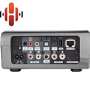 Denon HEOS Link Wireless Pre-Amplifier for Multi-Room Audio - Series 2 (New Version), Amazon Alexa Compatibility, Powered Subwoofer Connection, Black with Silver, 2.91 x 6.14 x 5.83