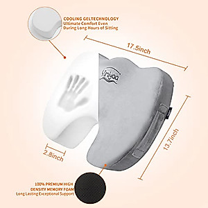 Yimiyaa Seat Cushion Non-Slip Memory Foam Coccyx Protect Cushion for Office Chair Car Seat Cushion,Tailbone Pain Sciatica Back Pain Relief (Gray)