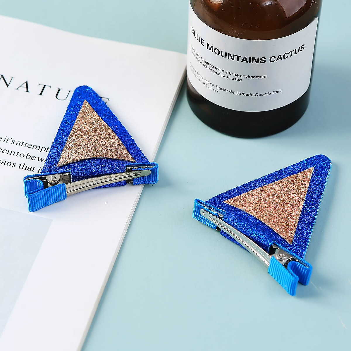 Blue Dog Ears Hair Clips for Kids Toddler Glitter Halloween Costume Hair Accessories Cartoon Dress Up Birthday Party Decorations Gift