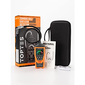 TopTes PT520A+ Rechargeable Gas Leak Detector, Natural Gas Detector with 17-inch Probe, Checking Combustible Gas Leaks Like Natural Gas, Propane, Methane, Butane for Home, HVAC and RV - Orange