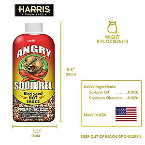 HARRIS Angry Squirrel Bird Seed Hot Sauce, 8oz, for Up to 35 Pounds of Bird Seed, 2-Pack