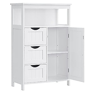 VASAGLE Bathroom Floor Storage Cabinet, Bathroom Storage Unit with 3 Drawers, Bathroom Cabinet Freestanding, Adjustable Shelf, 11.8 x 23.6 x 35.4 Inches, White UBBC542P31