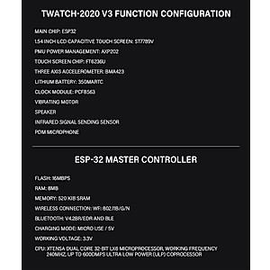 WayPonDEV T-Watch 2020 V3 ESP32-Based Programmable Watch, ESP-IDF or MicroPython(Silver)