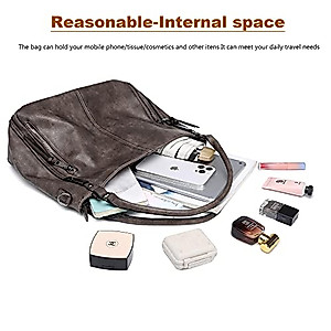 KKP Hobo Shoulder Bags for Women Large PU leather Purse Shopper Tote Purse Handbag-Khaki