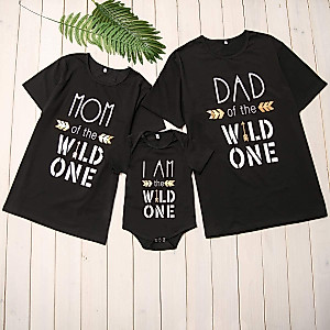 Minseng Direct Baby Boy Girl Family Matching Outfit 1st Birthday Shirts Wild One T Shirts (Black:baby,12-18 Months)
