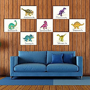 9 Pieces Dinosaur Wall Prints Dinosaurs Poster Wall Decals with Unframed Pictures Dinosaur Birthday Gift for Nursery and Kids Room Decorations