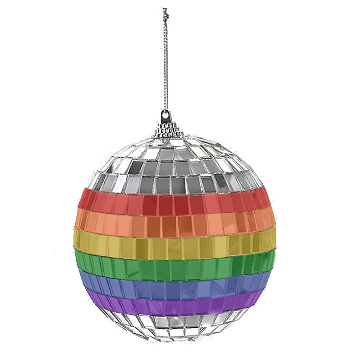 2 Inch - Lesbian & Gay Pride Rainbow Mirror Disco Ball (Car Rear View Mirror or Holiday Ornament for Christmas Tree) - LGBTQ Pride
