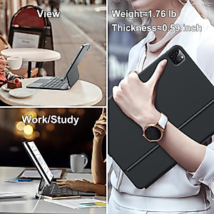 Magic Keyboard Case Compatible with iPad Air 11-inch (M2) 2024, iPad Pro 11(4th/3rd/2nd/1st) Gen 2022, iPad 10.9-inch Air 4/5th Generation with Battery Display, Magnetic Smart Keyboard Folio Black