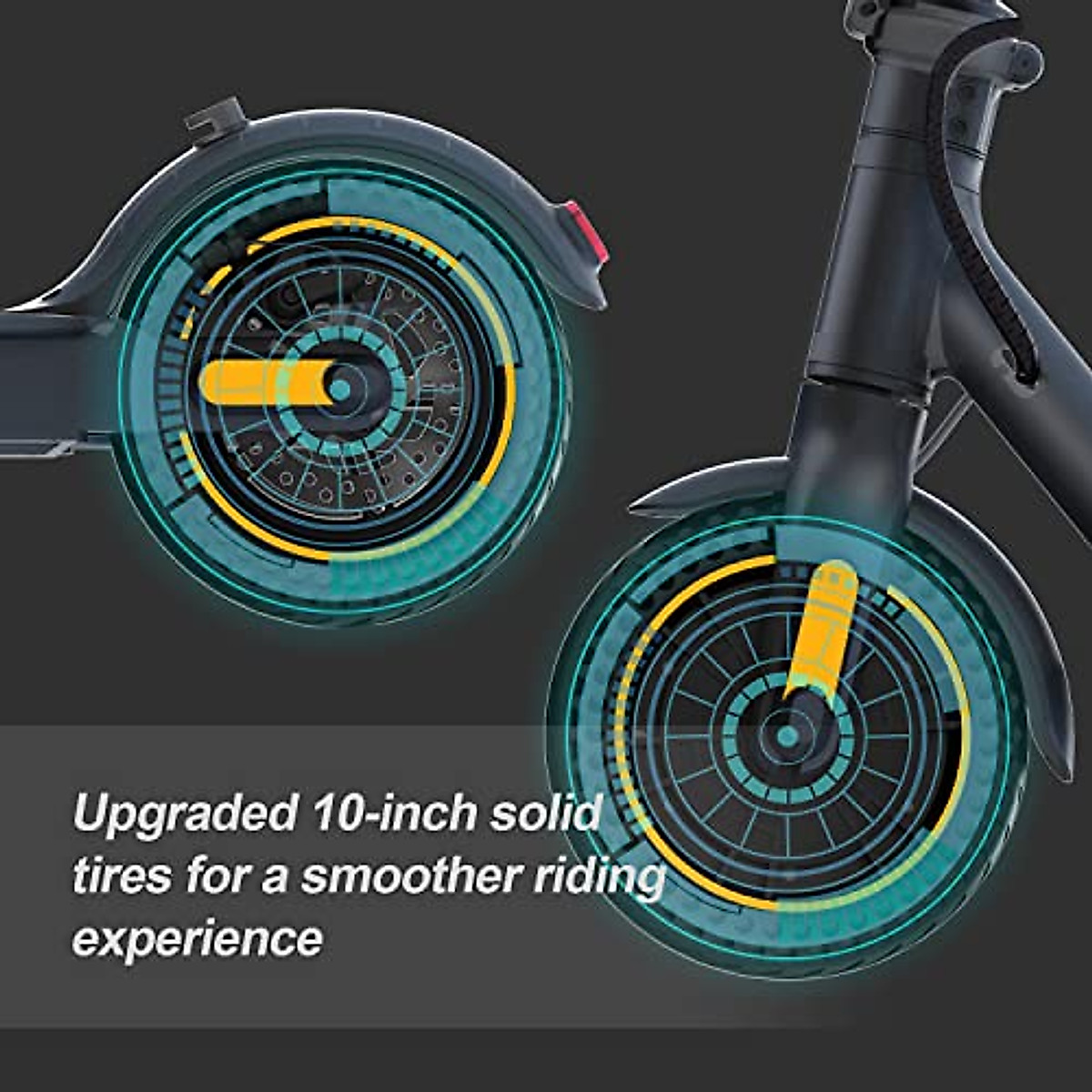 Electric Scooter 10" Solid Tires 600W Peak Motor Up to 20Miles Range and 19Mph Speed for Adults - Portable Folding Commuting Scooter with Double Braking System and App