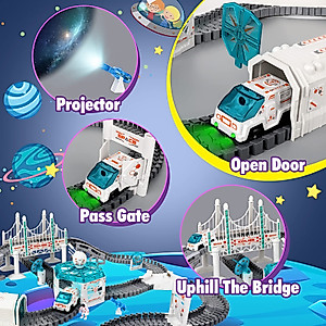 wakeInsa Space Toy,Astronaut Toys,Toddler Train Set,Race Car Track with 2 LED Space Car,Toys for 3+ Year Old Boys and Girls,Space Gift for Kids Christmas and Birthday