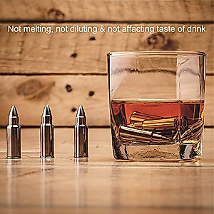Whiskey Bullet Stones, Stainless Steel Whisky Rocks, Reusable ice Cube Metal Ice, Gifts for Men Dad, Christmas Stocking Stuffer, Whiskey Stones Rocks Bullet Shaped Ice Cubes (Size : Large)