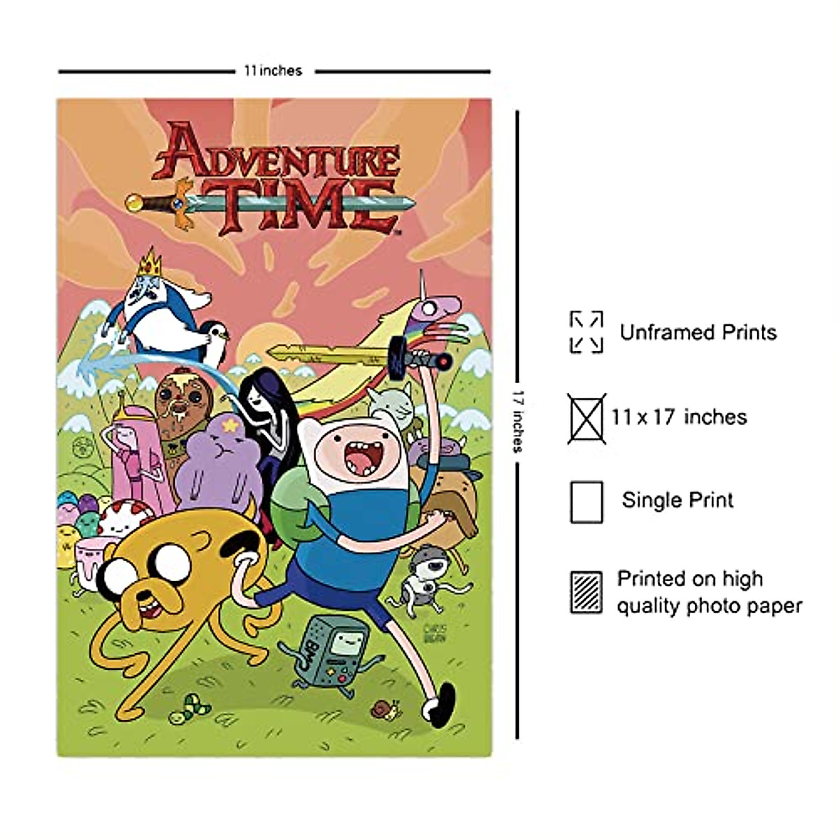 XIHOO Christ-EZ Anime Cartoons Adventure Time Wall Art Print Poster Home Decor Premium - Matte poster Frameless Gift 11 x 17 inch(28cm x 43cm)
