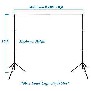 EMART 10 x 10 ft Photo Video Studio Heavy Duty Adjustable Backdrop Support System Kit, Photography Muslin Background Stand with Carry Bag