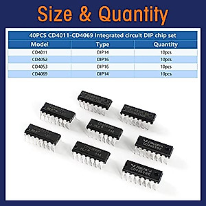 OWAHO IC Kits 40pcs/Lot Integrated Circuit Logic IC Kit CD4011 CD4069 CD4052 CD4053 DIP Electronic Component with Chipset (Color : Cd4052-10pcs)