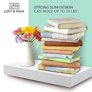 Floating Shelf with Drawer, Floating Nightstand for Bedroom 16” Wall Shelf, White Floating Shelf with Storage, Floating Shelf for Office Bathroom Floating Bedside Table (White Wood)