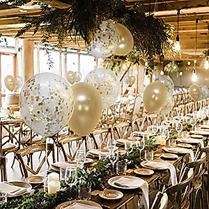 60 Pack Gold Balloons + Gold Confetti Balloons w/Ribbon | Balloons Gold | Gold Balloon | Gold Latex Balloons | Golden Balloons | Party Balloons 12 inch | Clear Balloons with Gold Confetti |