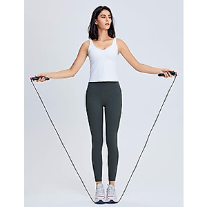 POSHDIVAH Women Sports Bra Longline Padded Tank Top Naked Feeling Workout Fitness Running Yoga Tops White Medium