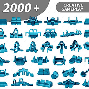 Kids Couch, 12PCS Modular Toddler Couch with 2 Triangular Cushions and 4 Arches, Fold Out Kids Couch for Playroom, Bedroom, Modular Kids Couch for Boys and Girls, Kids Play Couch for Kids (Blue)