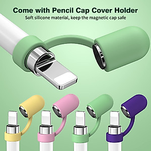 Jelanry Magnetic iPencil Cap Replacement with Silicone Cap Holder for Apple Pencil 1st Gen, Anti-Lost Protective Cover Pencil Accessories for iPad A16 11th 10th 9 8 7 6 Air Mini Pro(2 Cap+4 Cap Cover)