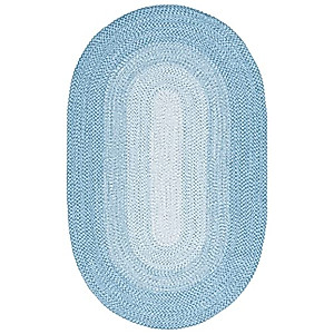 SAFAVIEH Braided Collection Area Rug - 3' x 5' Oval, Aqua, Handmade Farmhouse, Ideal for High Traffic Areas in Living Room, Bedroom (BRA220J)