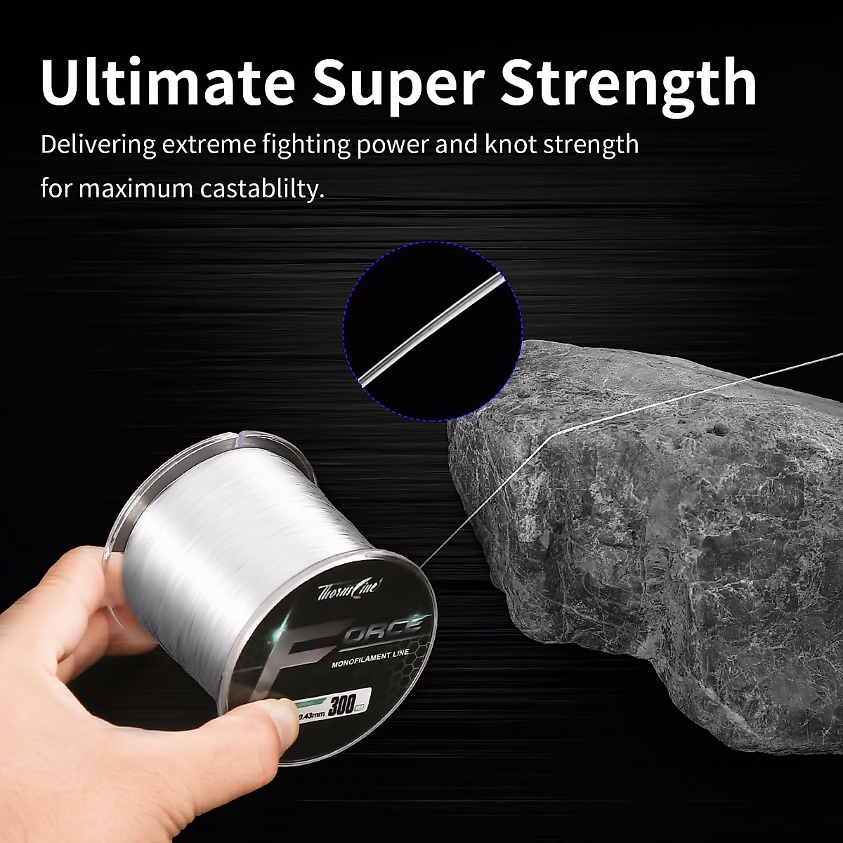 ThornsLine Force Monofilament Fishing Line - Superior Mono Leader Materials - Exceptional Strength Nylon Fishing line 2-100lb, Abrasion Resistant Mono Line