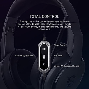 MSI IMMERSE GH40 ENC AM - Active ENC with Environment Noise canceling, Virtual 7.1 Surround,Light Weight & Self-Adjusting Headband