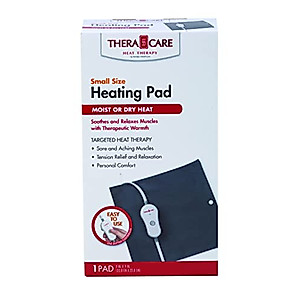 Thera|Care Small Size Heating Pad with Moist & Dry Heat | Wide-Range Heat Temperature Setting | 9” x 9”, Gray, (24-810)