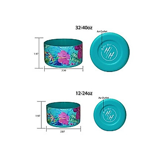 Protective Silicone Bottom Sleeve, 12oz-40oz. Fits All Vacuum Insulated Stainless Steel Water Bottles, Anti-Slip, Anti-Scratch, Rubber Flex Skin Cover (12-24oz, Light Blue Hawaiian Floral)