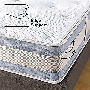 ZINUS 10 Inch Green Tea Cooling Gel Memory Foam HybridMattress / Pocket Innersprings for Motion Isolation / Edge Support, Queen, White