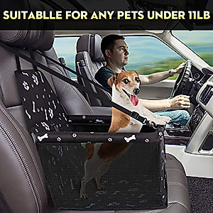 SWIHELP Dog Car Seat Travel Carrier Doggie Booster Cage, Oxford Breathable Folding Soft Washable Travel Bags for Cats or Other Small