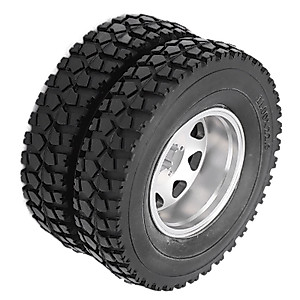 RC Car Rear Rubber Loader Wheels,Durable Metal Alloy Rear Wheel Hub Rims Hub Upgrade Spare Parts Accessory for 1/14 RC Trailer (Silver)