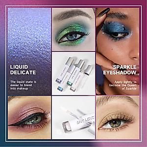 Easilydays Chameleon Liquid Eyeshadow, Pearlescent Intense Color Eye Shadows, Highly Pigmented Metallic, Shimmer, Multi-Reflective Finishes Glitter Makeup for Women and Girls, Eye Cheek Brightening Makeup (#05)