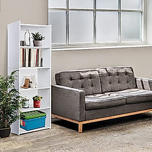 ZENY 5-Tier Shelf Bookcase, Freestanding Wood Storage Display Open Bookshelf for Home Office, White