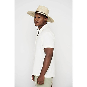 Peter Grimm Unisex Orbi Lifeguard Packable Summer Palmilla Straw Western Cowboy Hat with 4.5" Brim & Chin Cord, Natural, One Size