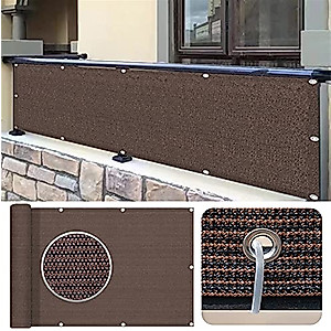 WUZMING Balcony Privacy Screen, Outdoor Yard Wall Fence Privacy Protection Net Weatherproof UV Protection, with Rope and Cable Ties (Color : Brown, Size : 70x460cm)