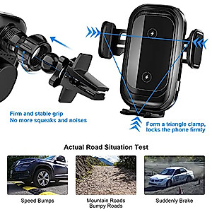 Wireless Car Charger Phone Holder Mount, Electromagnetic Sense Auto Clamping Holder Air Vent Car Charging Compatible with iPhone 14 13 12(Pro/Pro Max/Plus/Mini) Samsung Galaxy S23 S22 S21 Z Flip,etc