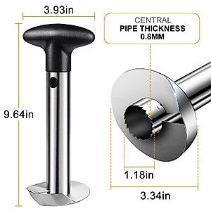 Tyuoikom Pineapple Cutter and Corer, Durable Pineapple Corer Remover with Upgraded Cutter & Sharp Teeth, Stainless Steel Kitchen Pineapple Slicer Tool, Black Handle