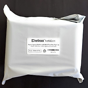 Kelkaa 8oz HDPE Durable Squeezable Plastic Bottles with Black Press Disc Top Cap Natural Clear Container for Any Liquid Products, Multi-Purpose Empty Refillable Bottles (Pack of 10)