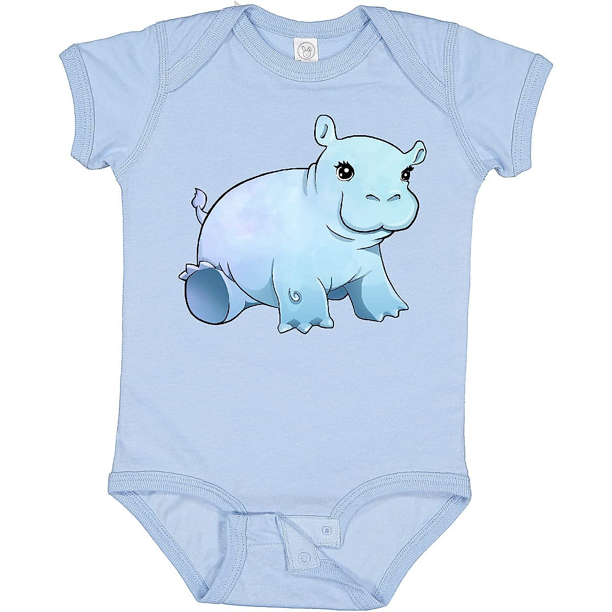 inktastic Cute Baby Hippo Baby Bodysuit Newborn 0100 Light Blue 29da9