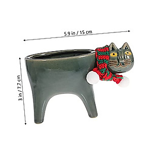 YARNOW with Other for Creative Porcelain Small Cactus Balcony Figures Garden Figurine Green Office Vase Collective Bonsai Planter Center Decorative Holder Shaped Kitten Supplies Cat Gift