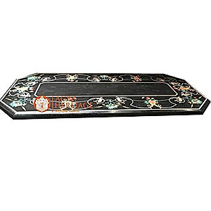 Marble Conference Dining Table Top Marquetry Inlay Floral Furniture Decor | 60"x36" Inches